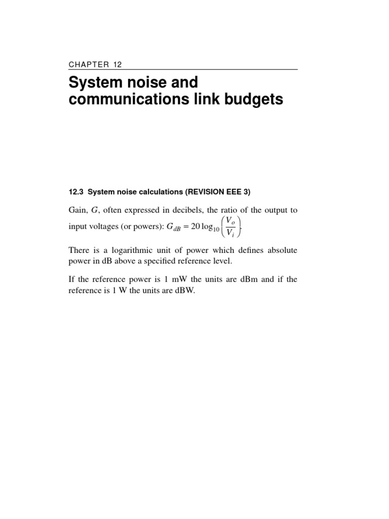 System Noise and Link Budget Analysis | PDF | Science & Mathematics ...