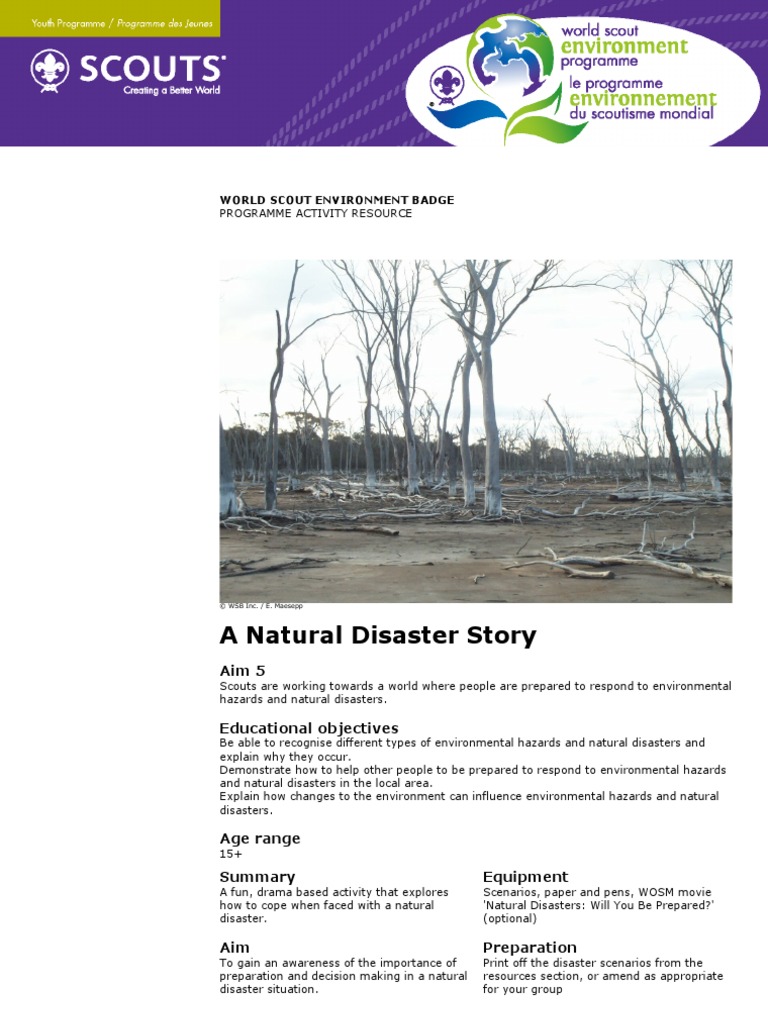 A Natural Disaster Story: World Scout Environment Badge | PDF ...