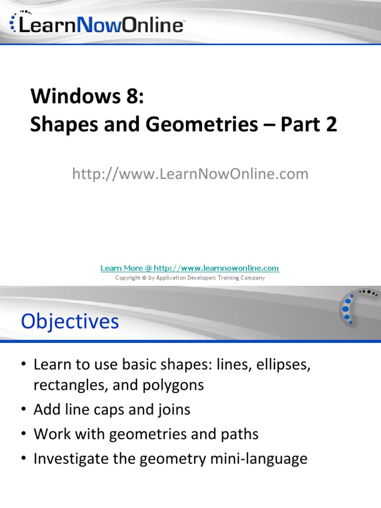 Windows 8: Shapes and Geometries - Part 2 | PDF | Ellipse | Shape
