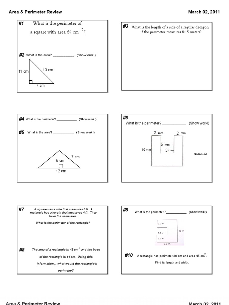 Perimeter & Area Review (C) | PDF