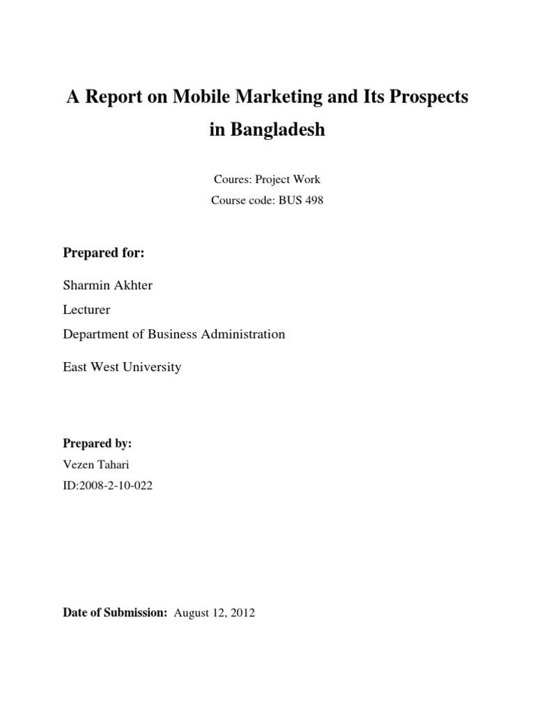 A Report On Mobile Marketing and Its Prospects in Bangladesh | PDF ...