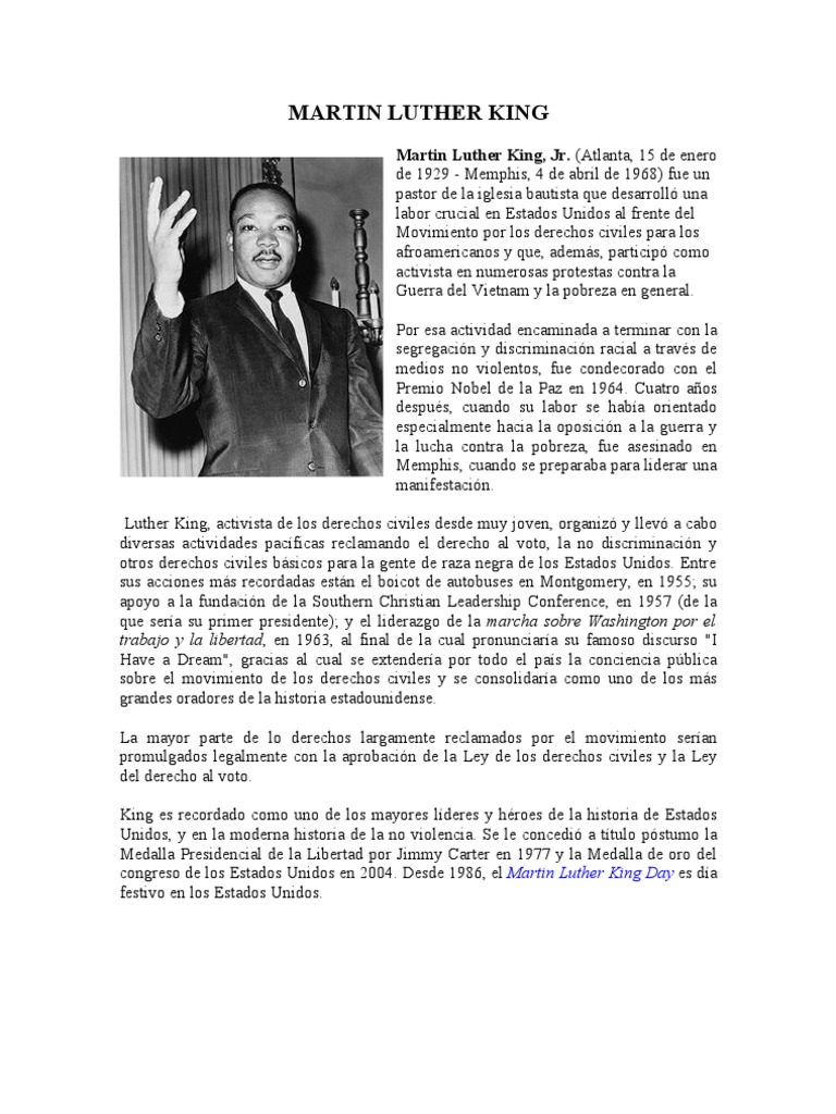 Martin Luther King | PDF | Martin Luther King hijo. | Movimientos sociales