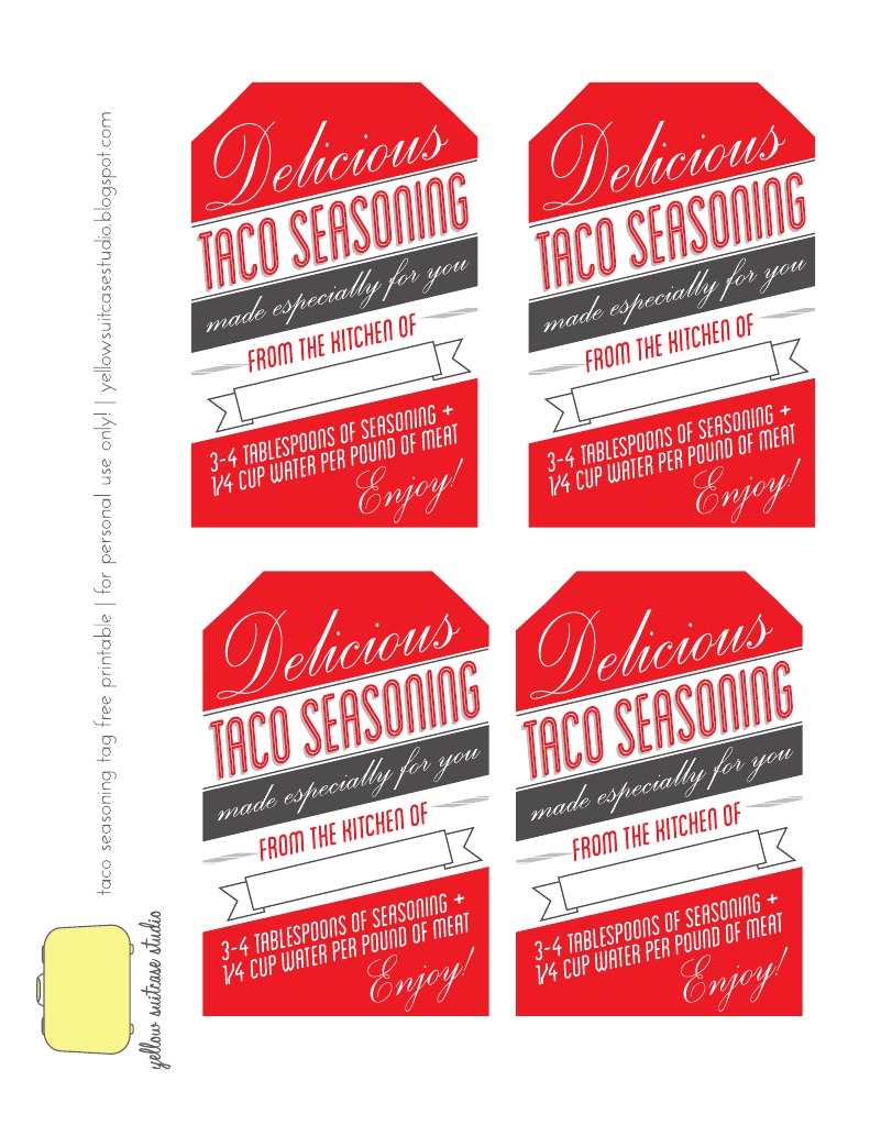 Taco Seasoning Tags - Free Printable | PDF