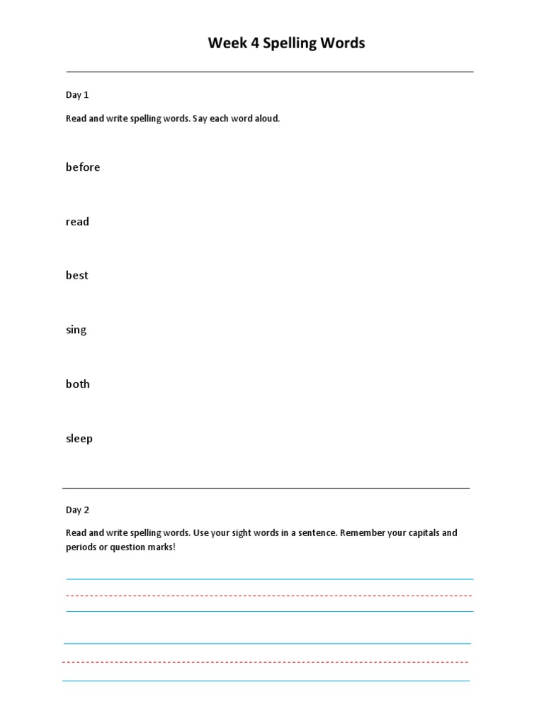 Second Grade Spelling Packet | PDF