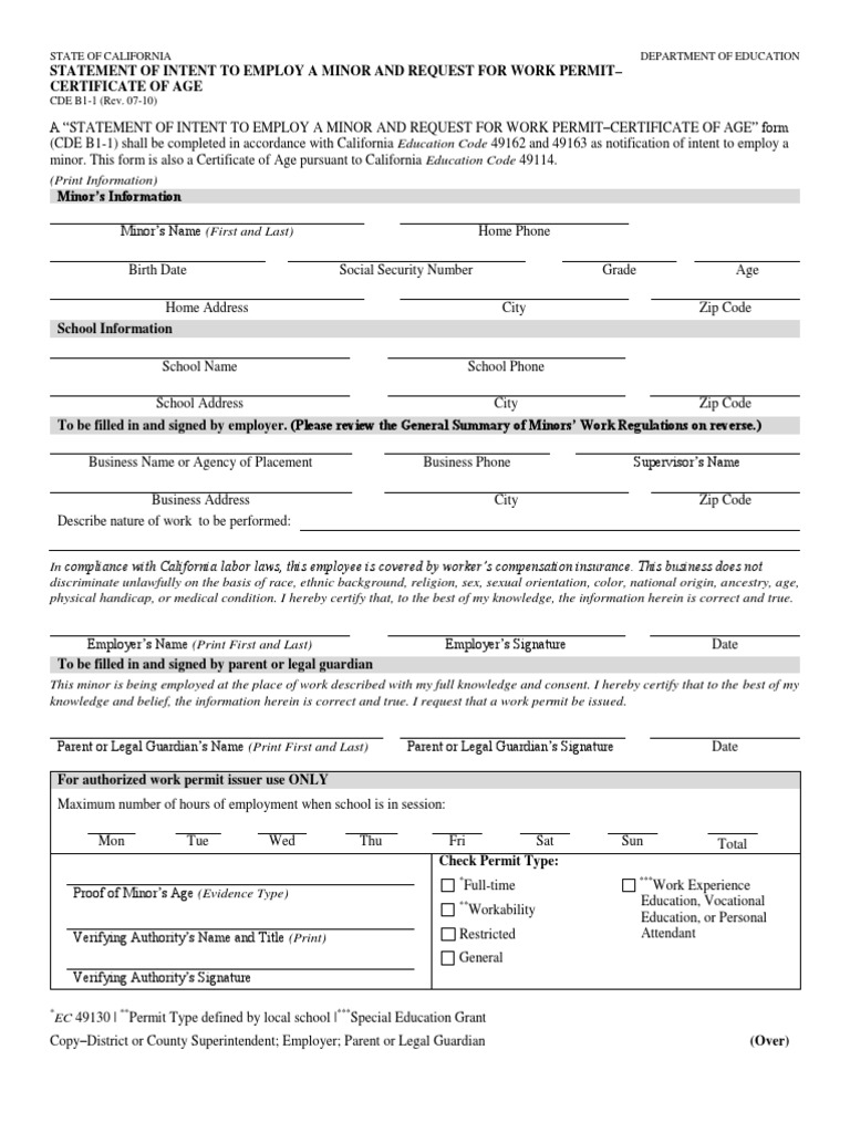 Workpermit | PDF | Minor (Law) | Employment