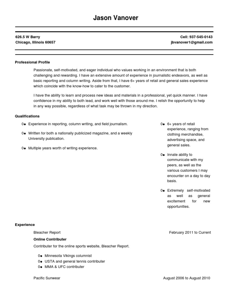 Jason Vanover Resume 2012 | PDF | Communication | Marketing