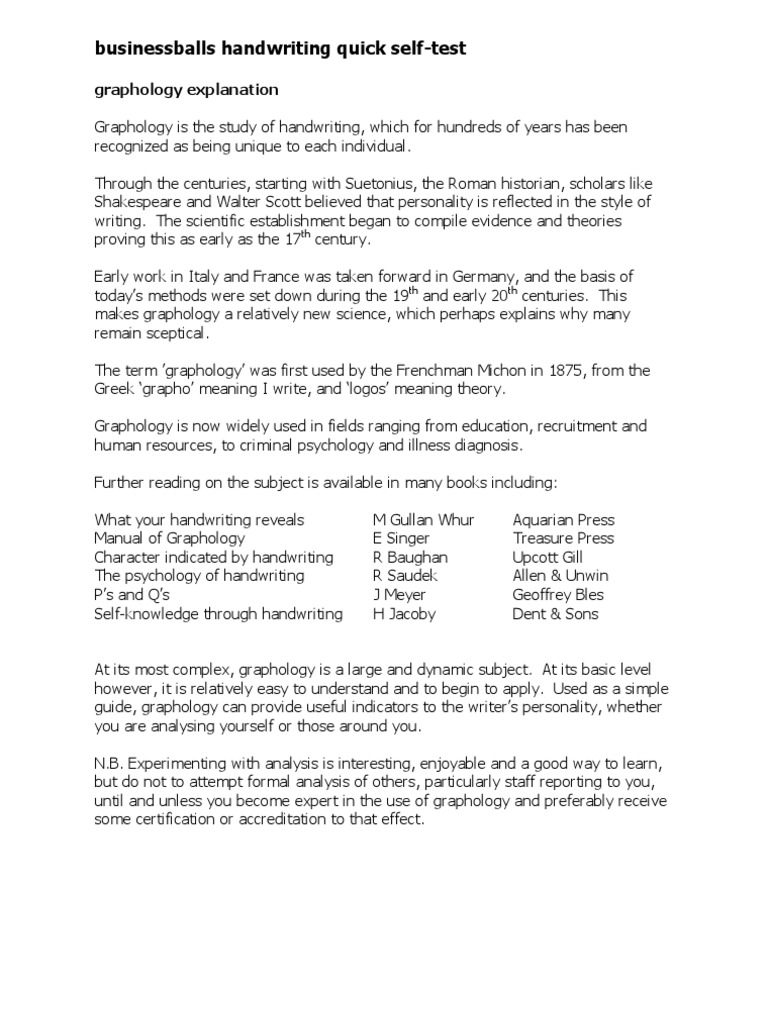 Graphology Test | PDF