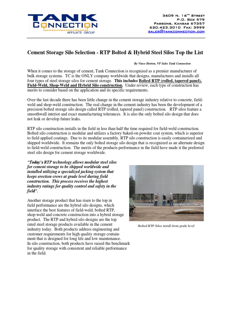 Cement Storage Tank | PDF | Concrete | Cement