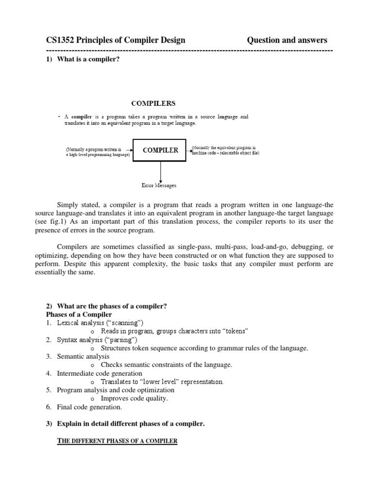 1.Q and A Compiler Design | PDF | Parsing | Compiler