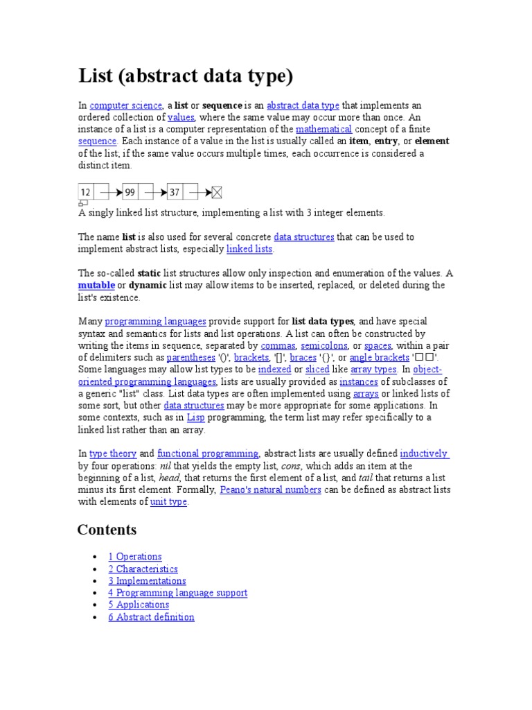List (Abstract Data Type) | PDF | Computer Programming | Algorithms And ...