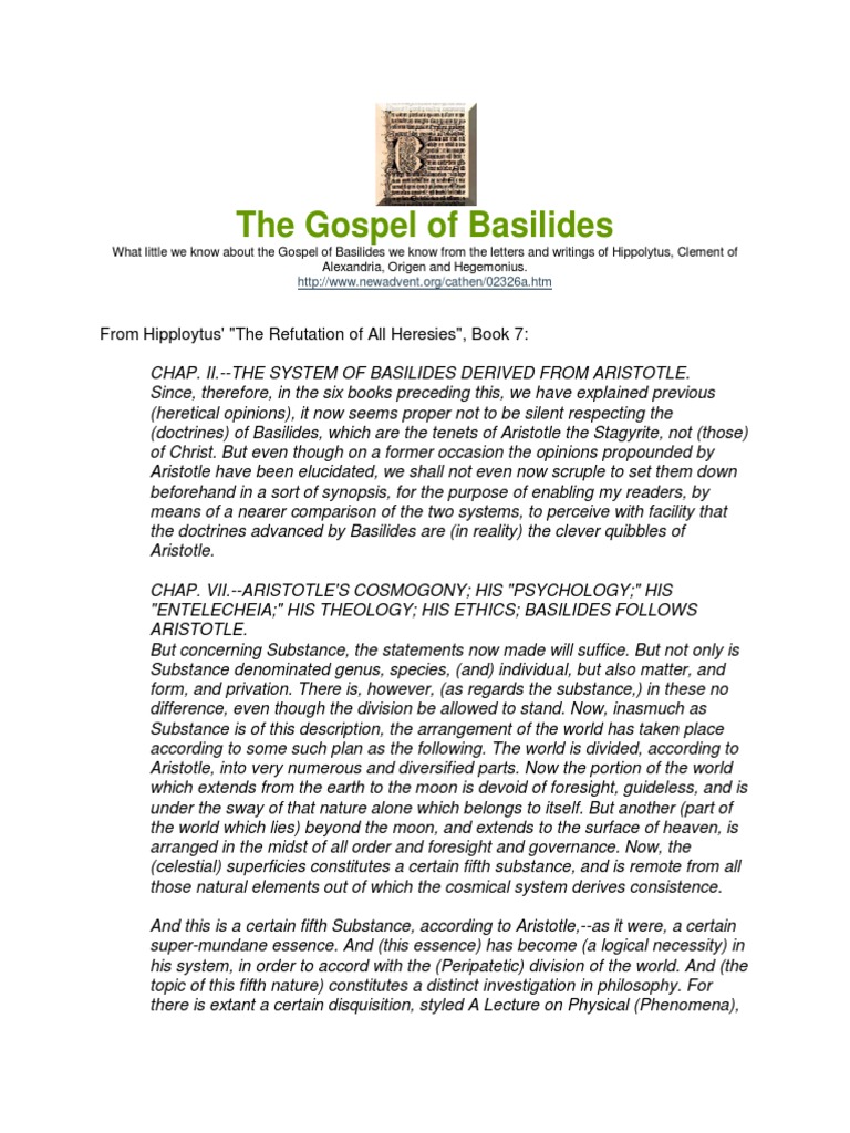 The Gospel of Basilides | PDF | Sin | Soul