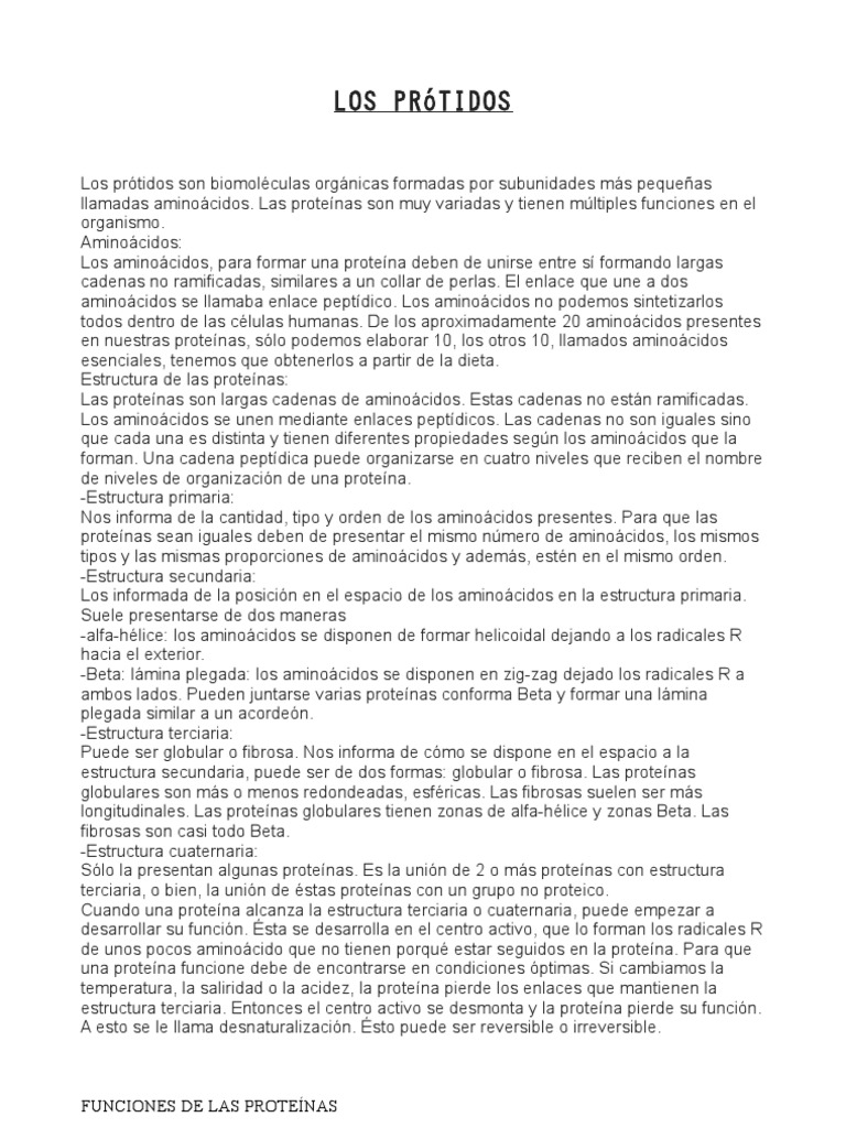 Los Protidos | PDF | Biofísica Molecular | Proteínas