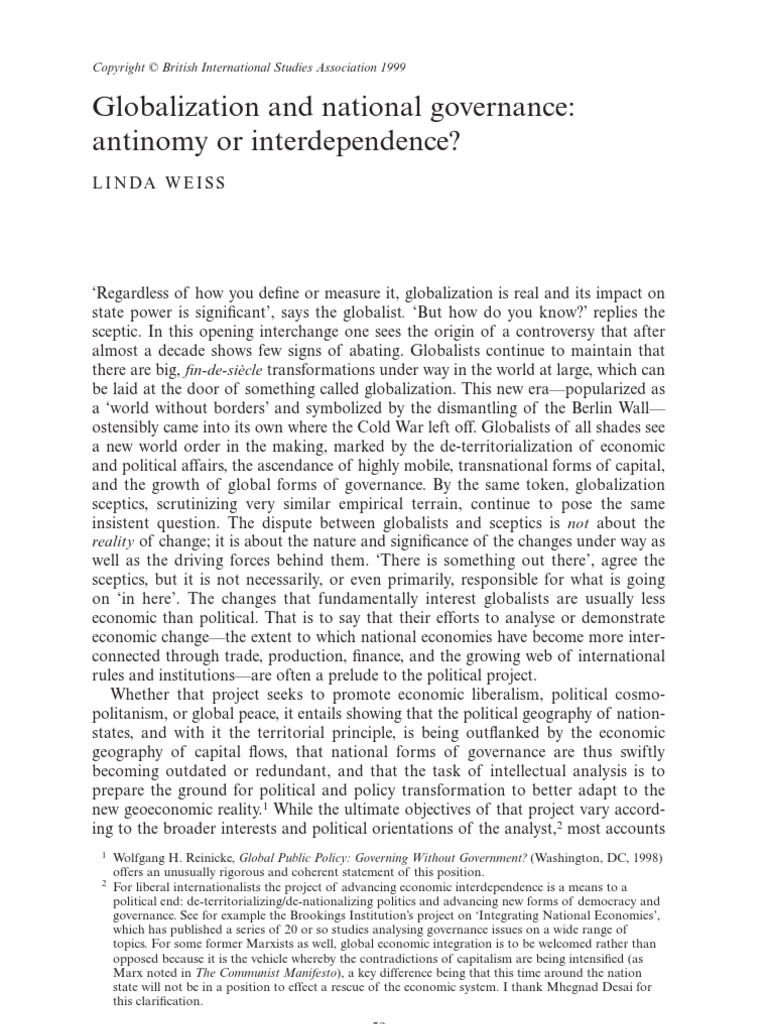Globalization and Governance | PDF | Globalization | Governance