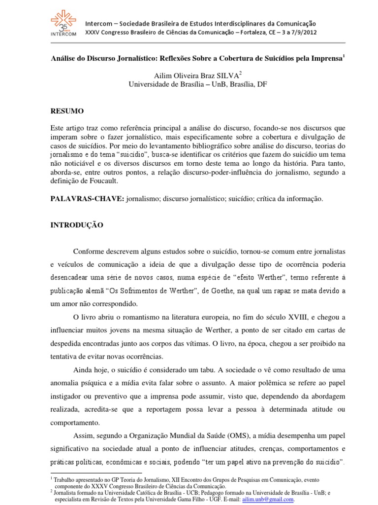 Analise Do Discurso Jornalistico Reflexoes Sobre A Cobertura de ... Analise Do Discurso Jornalistico Reflexoes Sobre A Cobertura de ...