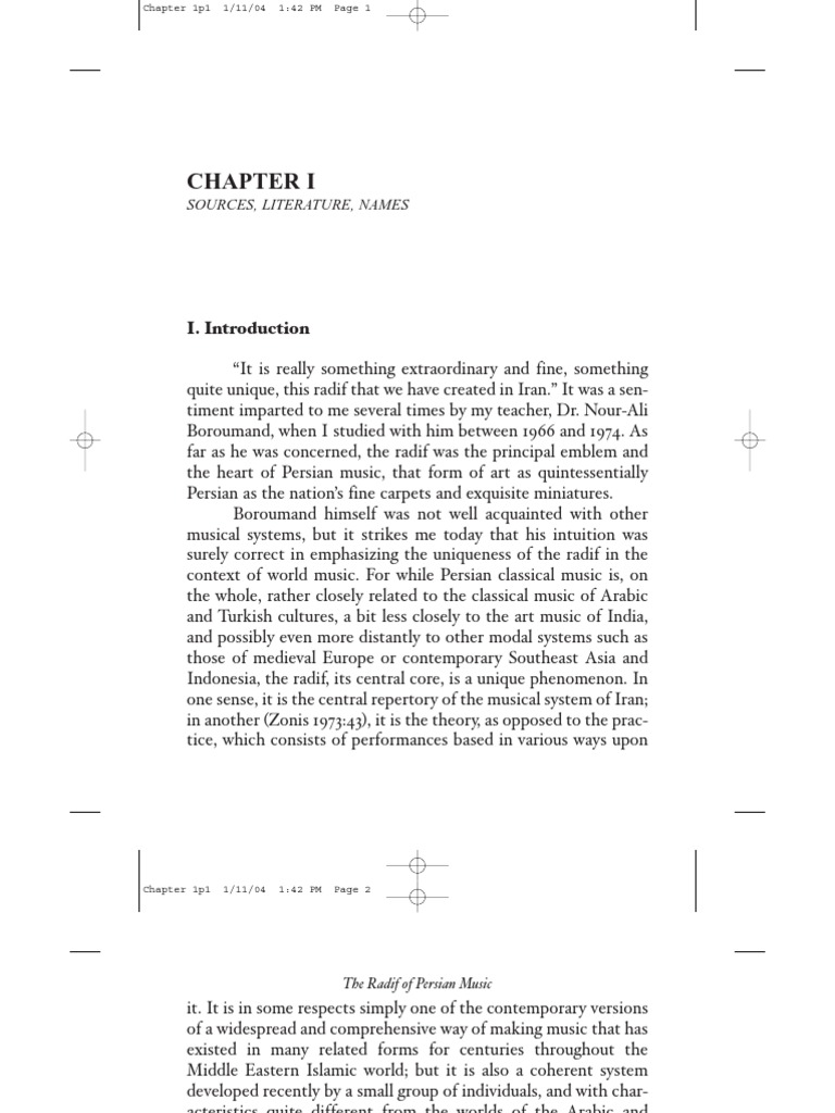 The Radif of Persian Classical Music Studies of Structure and Cultural ...