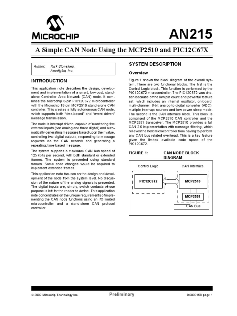 Can Bus Standalone Controller | PDF | Microcontroller | Analog To ...