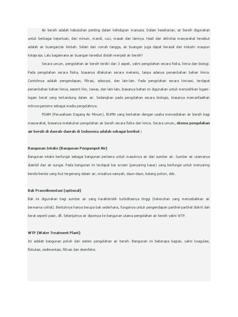 Pengolahan Air Bersih PDAM | PDF