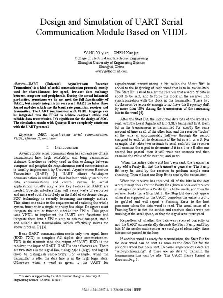 2.design and Simulation of UART Serial Communication Module Based On VHDL | PDF | Digital ...