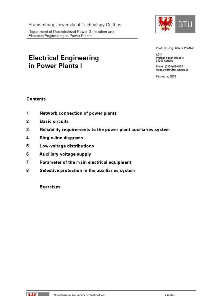 Electrical Engineering in Power Plants I | PDF | Power Station ...