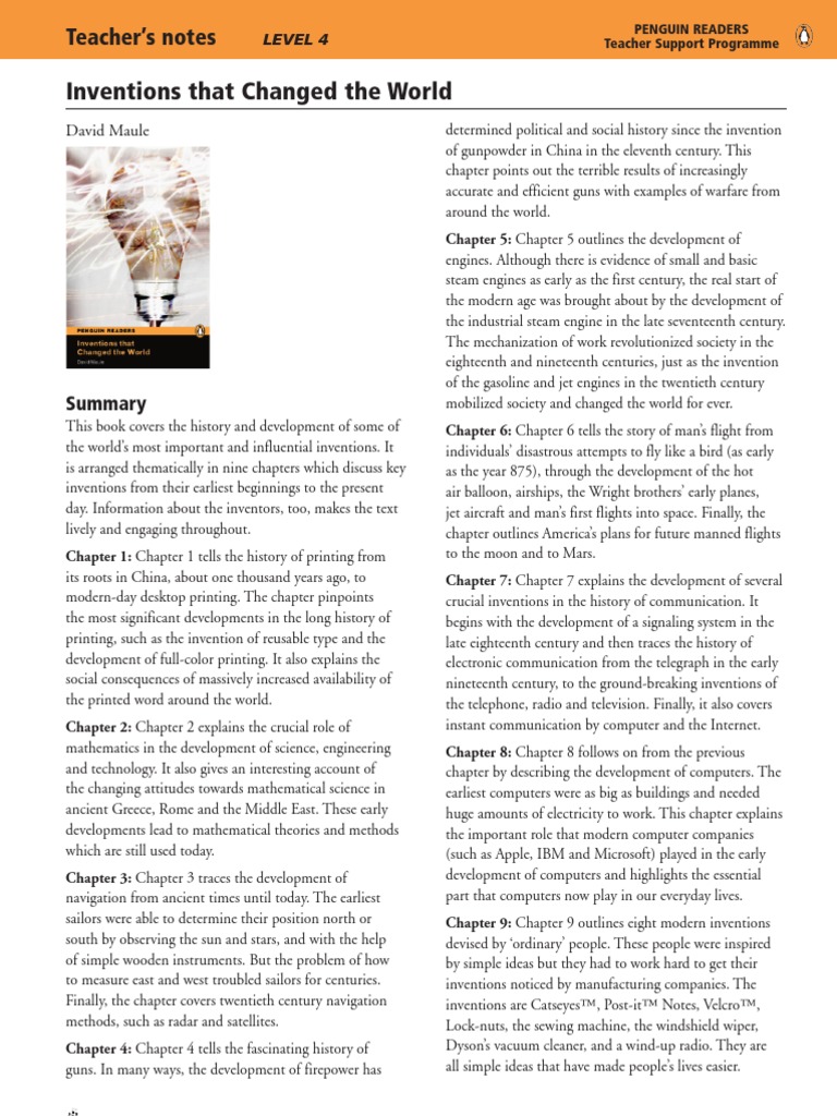 Inventions that Changed the World (Summary) - Penguin readers ...