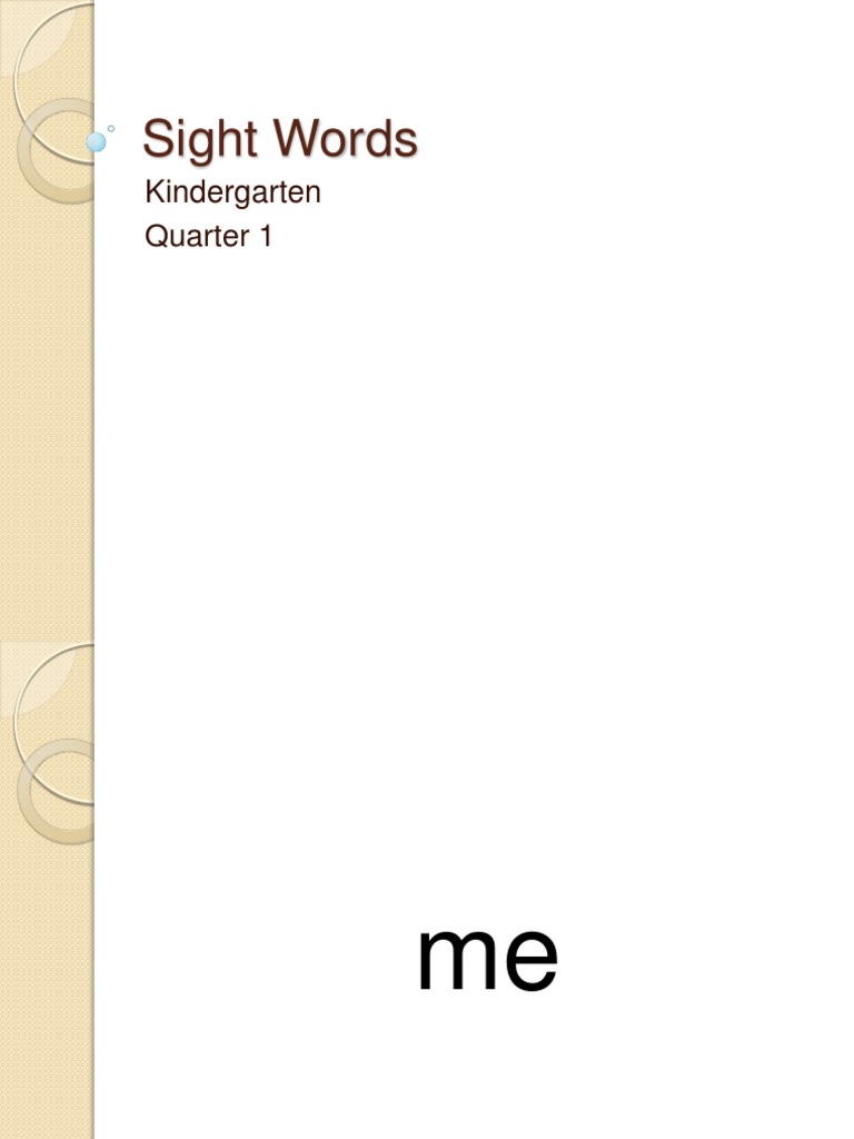 Kindergarten Sight Words | PDF
