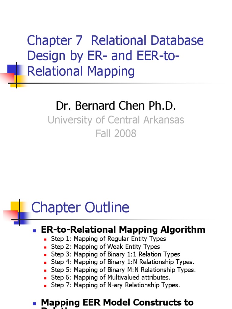 Relational Database Design by ER - and EER-to-Relational Mapping | PDF | Relational Database ...