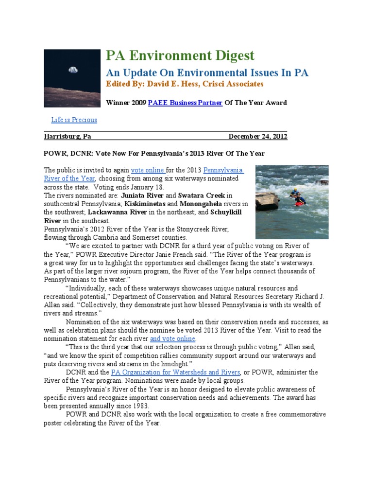 PA Environment Digest Dec. 24, 2012 | PDF | Green Infrastructure ...