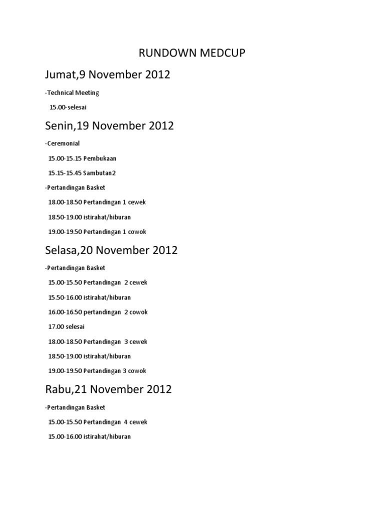 MedCup 2012 Sports Schedule | PDF