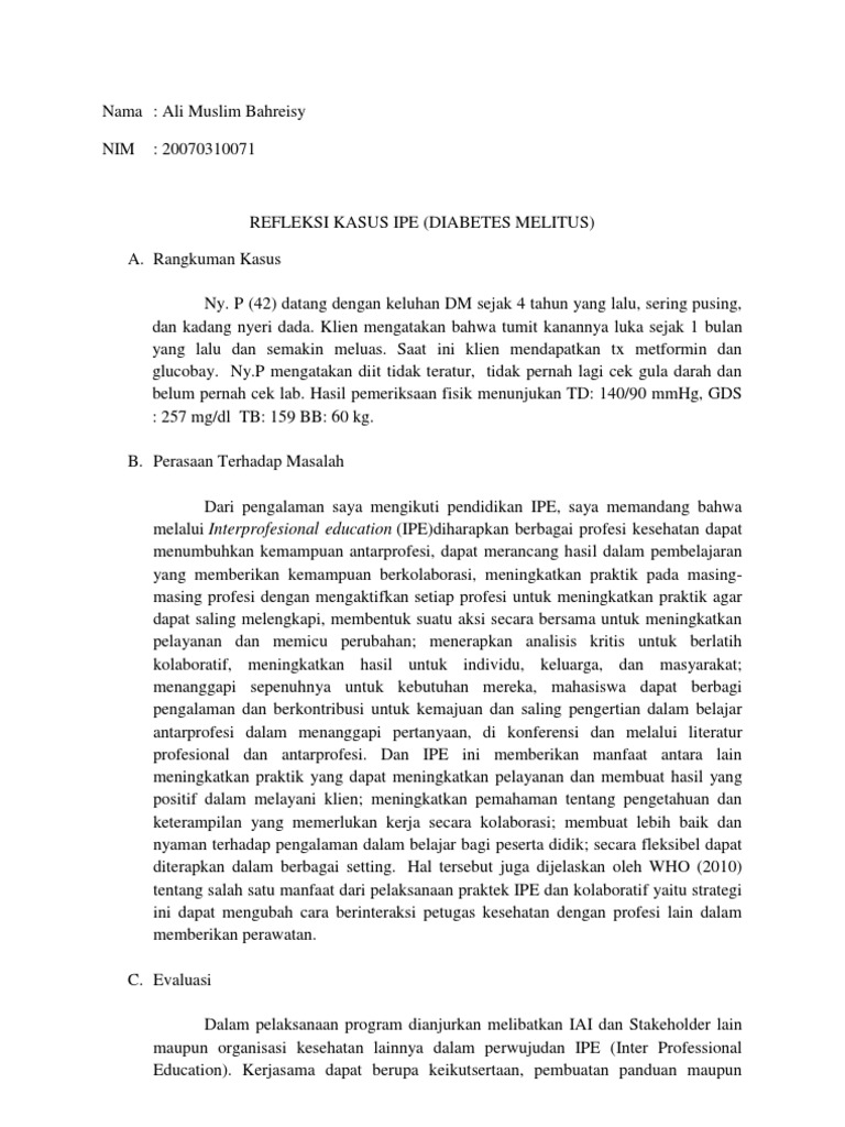 Refleksi Kasus Ipe | PDF