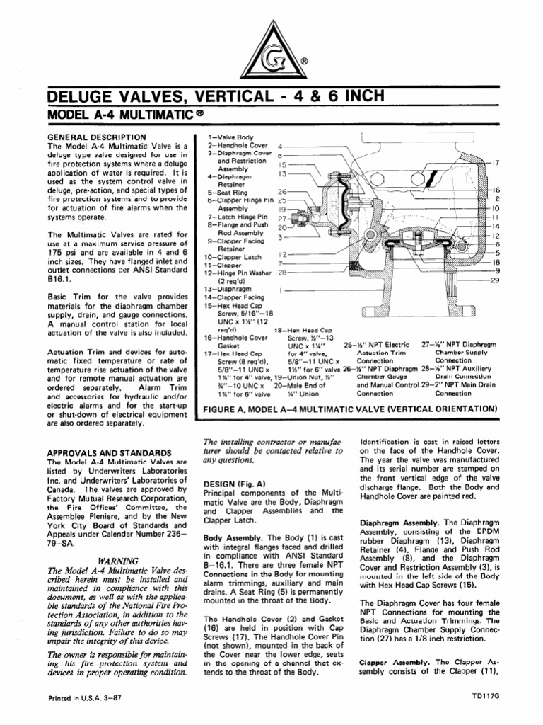 Multimatic Deluge Valve A4 | PDF | Valve | Leak