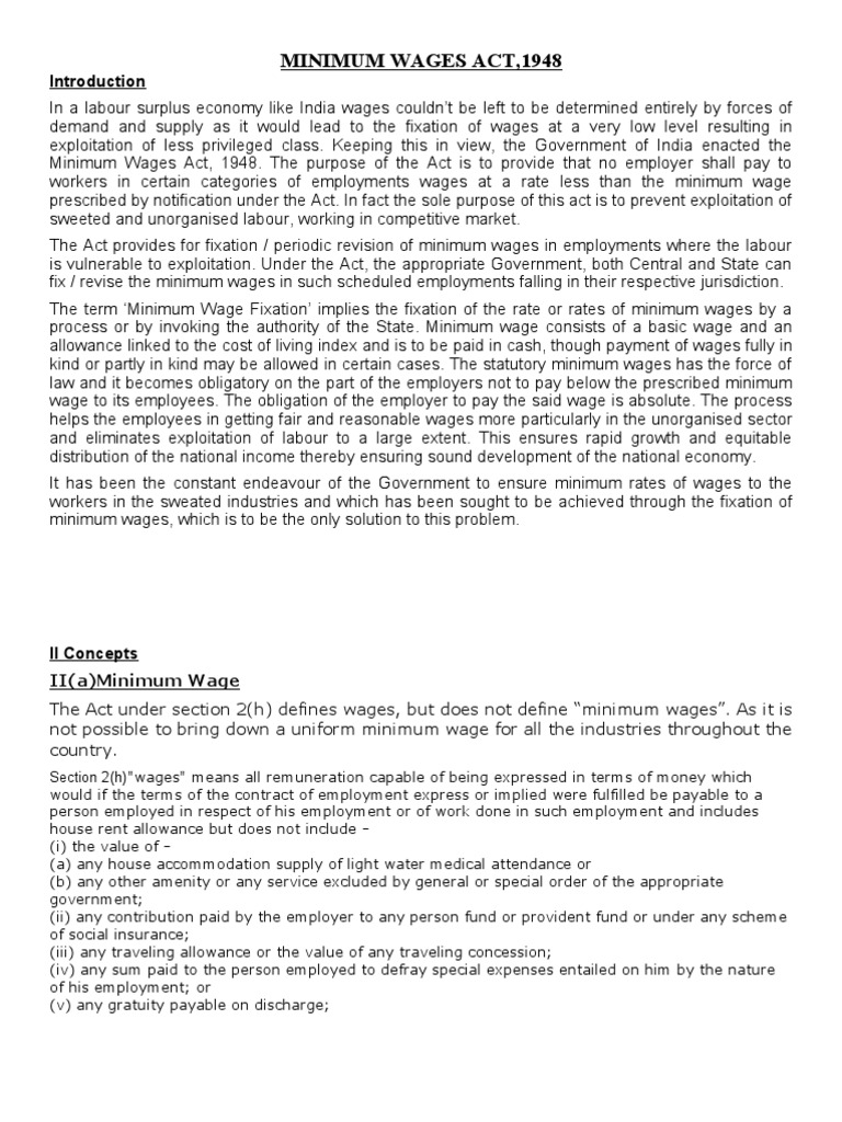 Minimum Wages Act | PDF | Wage | Minimum Wage