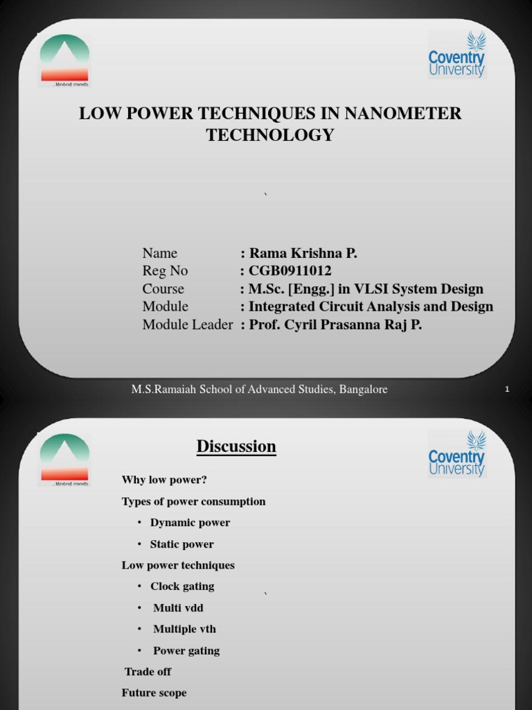 Low Power Techniques in VLSI Design | PDF | Cmos | Mosfet