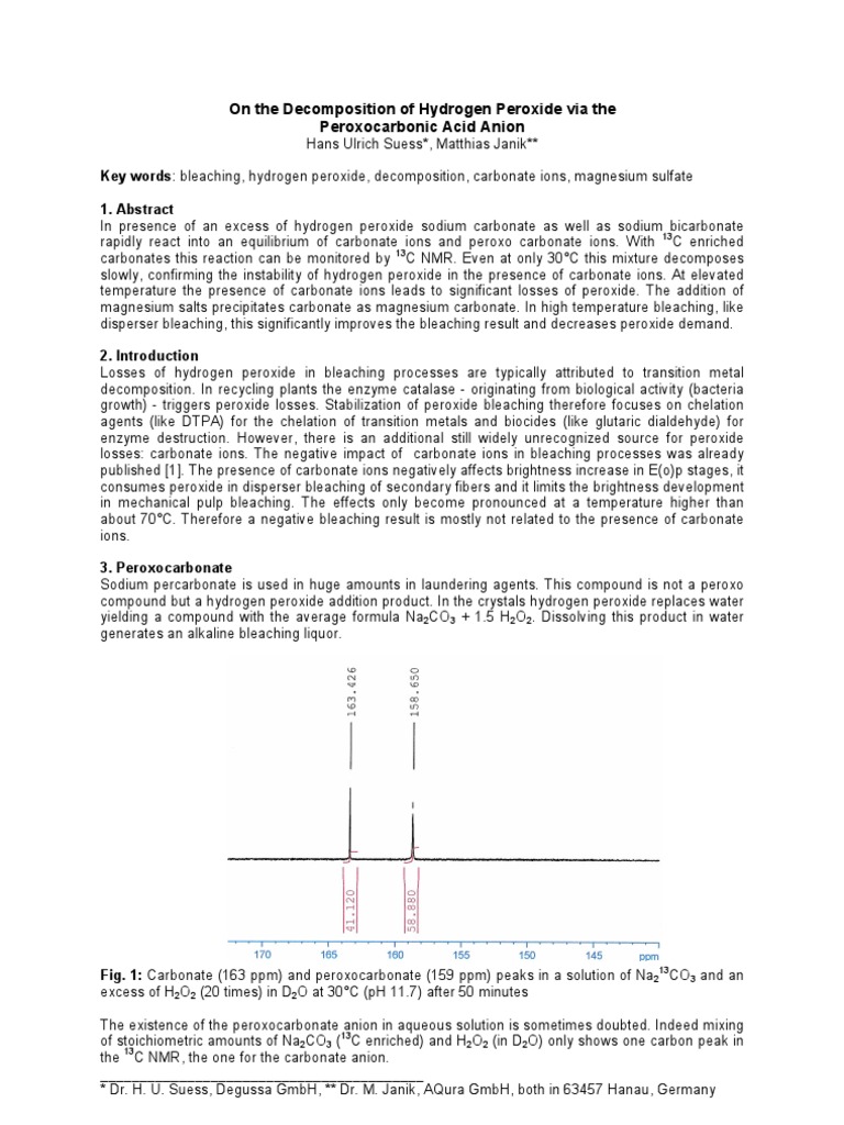 Decomposition of Hydrogen Peroxide | PDF | Sodium Carbonate | Bleach