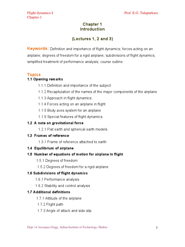 Flight Dynamics-I | Download Free PDF | Flight Dynamics (Fixed Wing ...