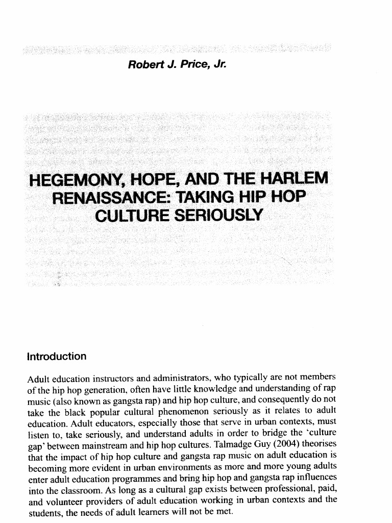 Hip Hop's Impact on Adult Education | PDF | Harlem Renaissance | Hip ...