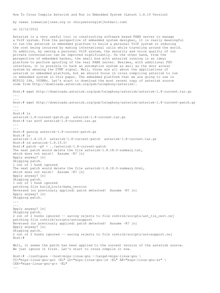 How To Cross Compile Asterisk and Run in Embedded System | PDF | Command Line Interface ...