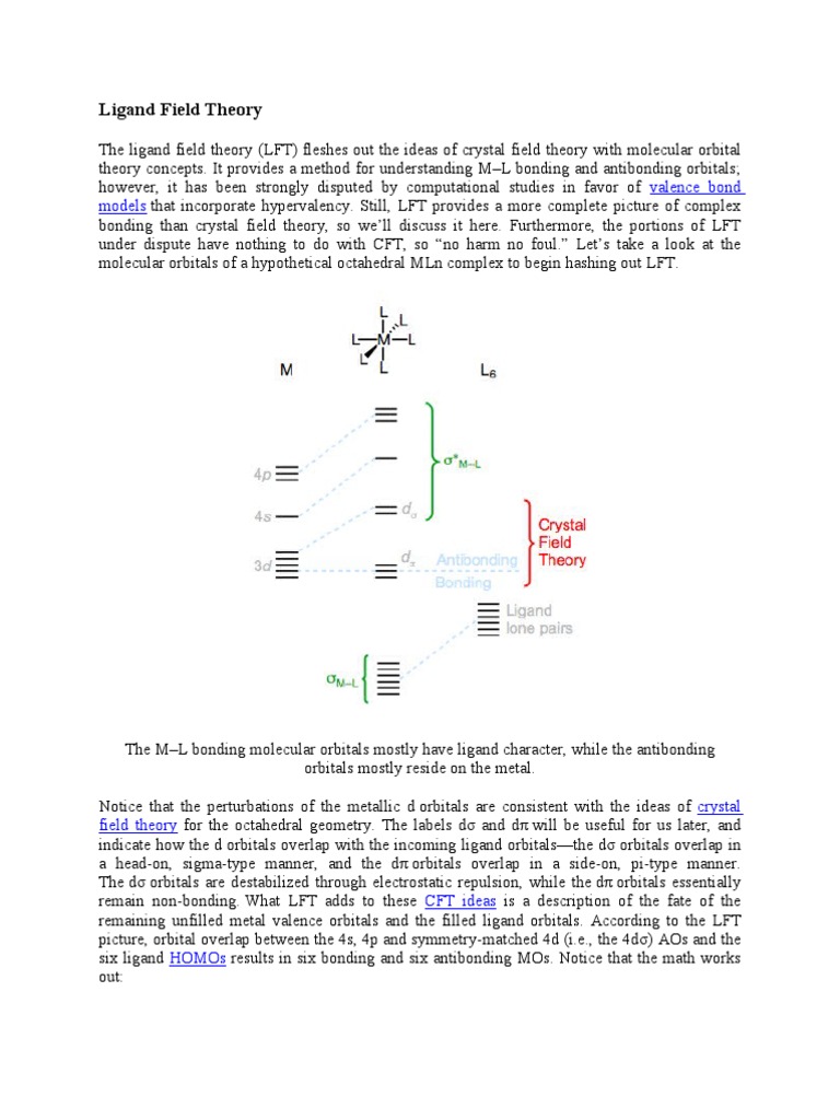 Ligand Field Theory | PDF | Molecular Orbital | Ligand