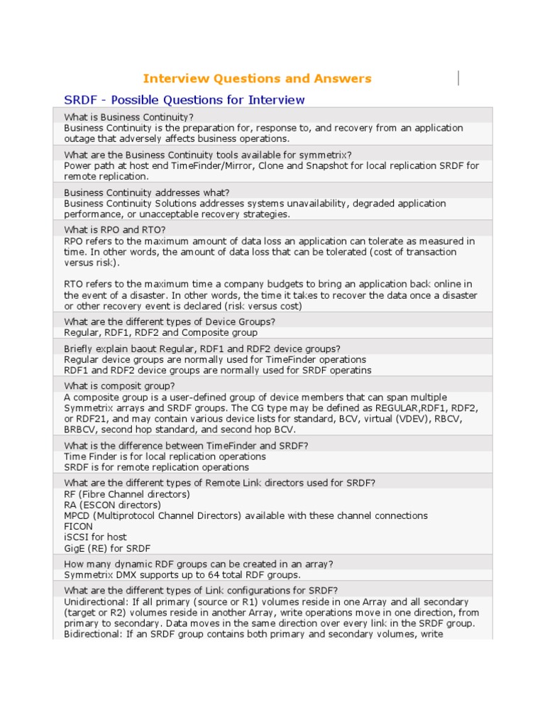 SRDF Interview | PDF | Replication (Computing) | Cache (Computing)