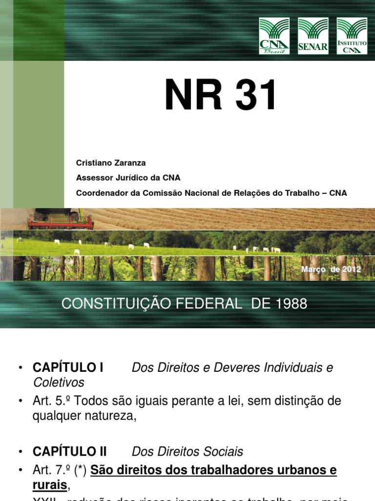 NR 31 | PDF | Direito Penal | Escravidão