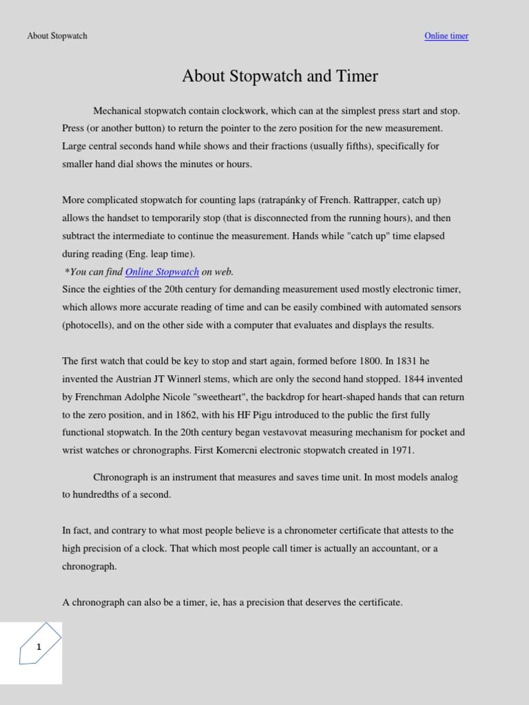 About Stopwatch and Timer | PDF | Timer | Clock