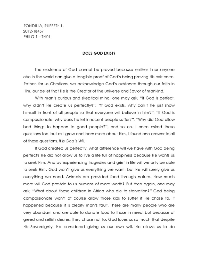 Does God Exist Philo Essay | PDF | Existence Of God | God