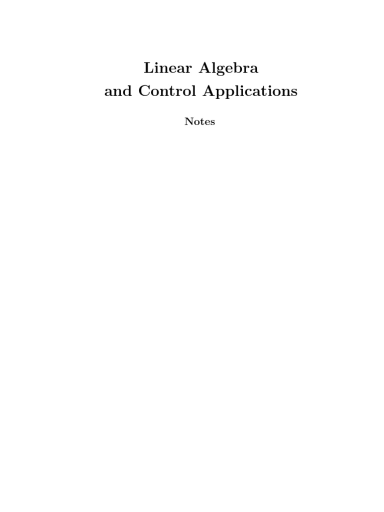 Matrices and Linear Algebra in Control Applications | PDF