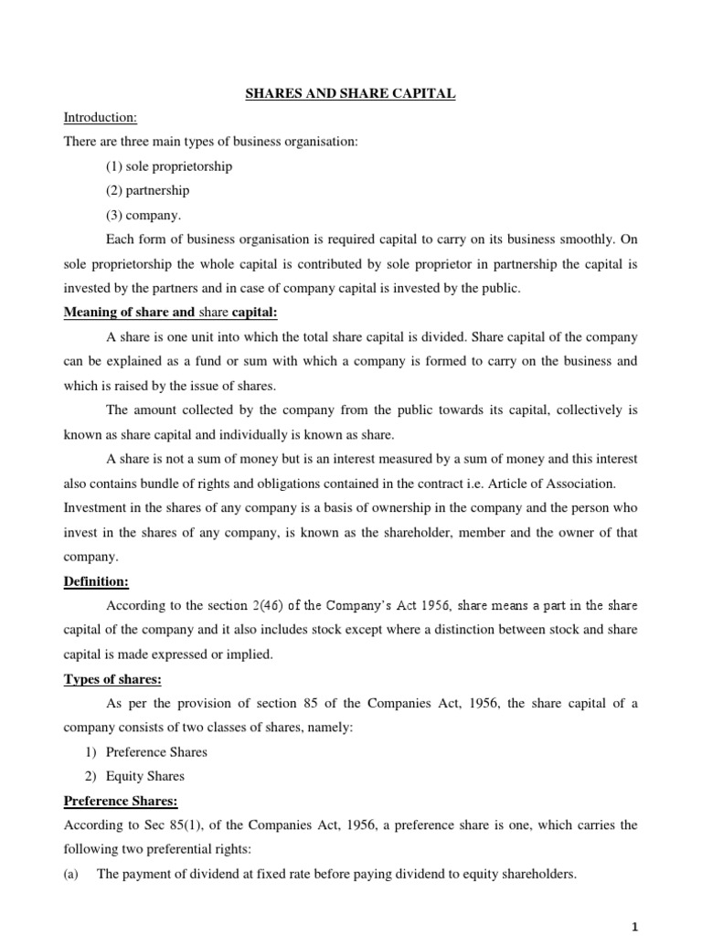 Shares and Share Capital | PDF | Preferred Stock | Dividend