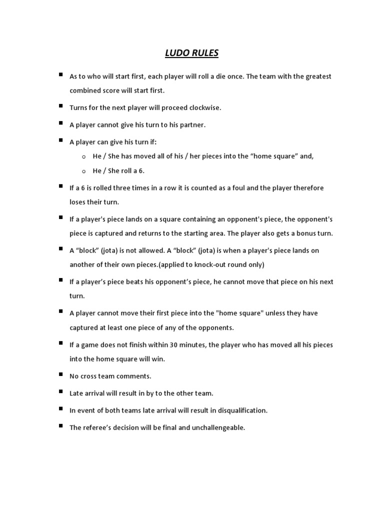 Ludo Rules | PDF