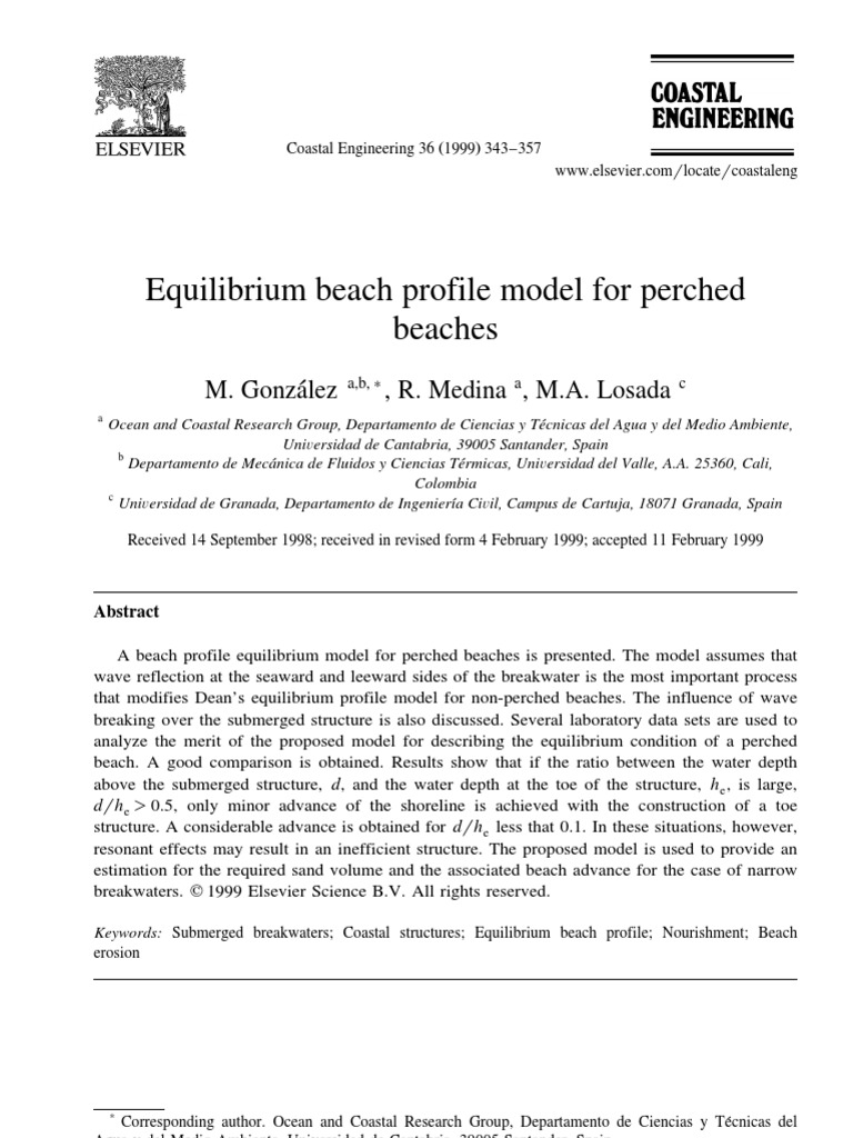 Equilibrium Model for Perched Beaches | PDF