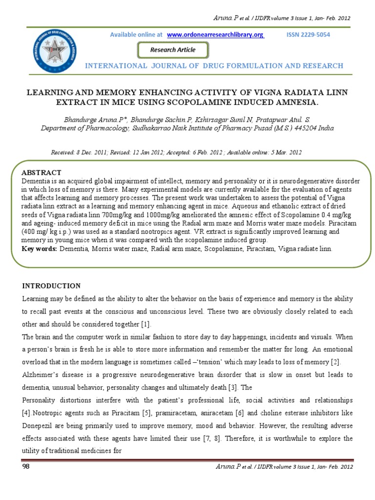 IJDFR223 | Memory | Pharmaceutical