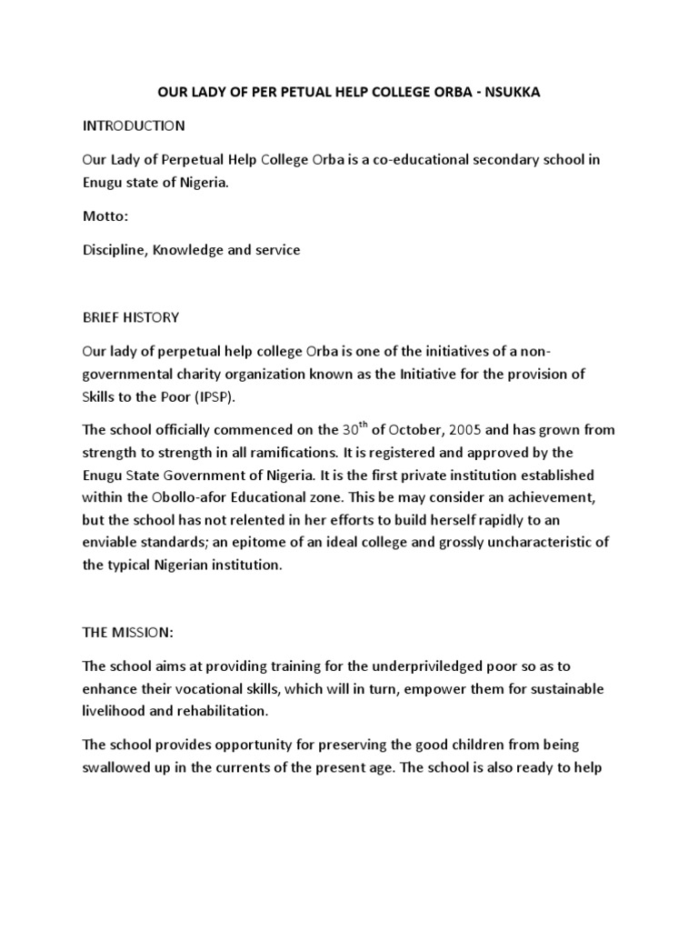 Our Lady of Perpetual Help College Orba | PDF | Teaching And Learning ...