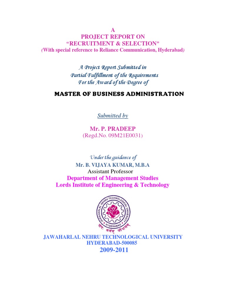 A Project Report Submitted in Partial Fulfillment of The Requirements For The Award of The ...