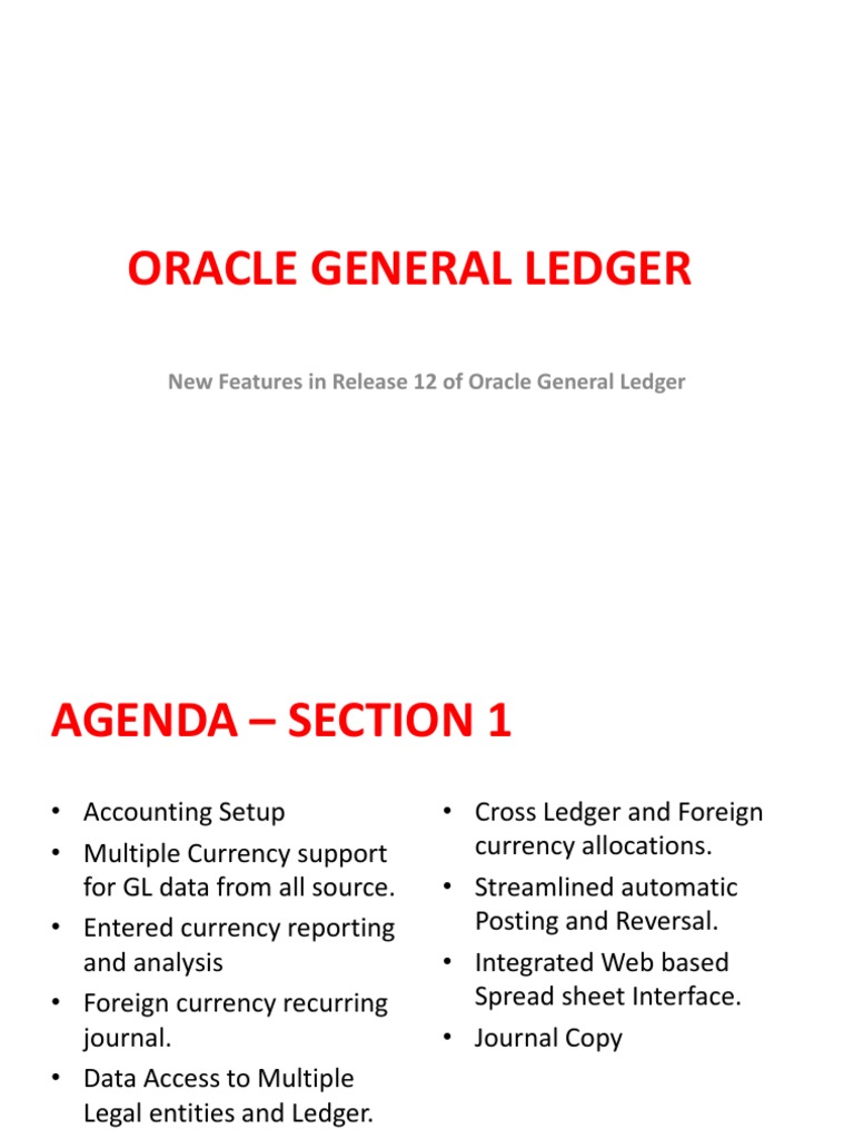 New Features in R12 Oracle General Ledger | PDF | Spreadsheet ...