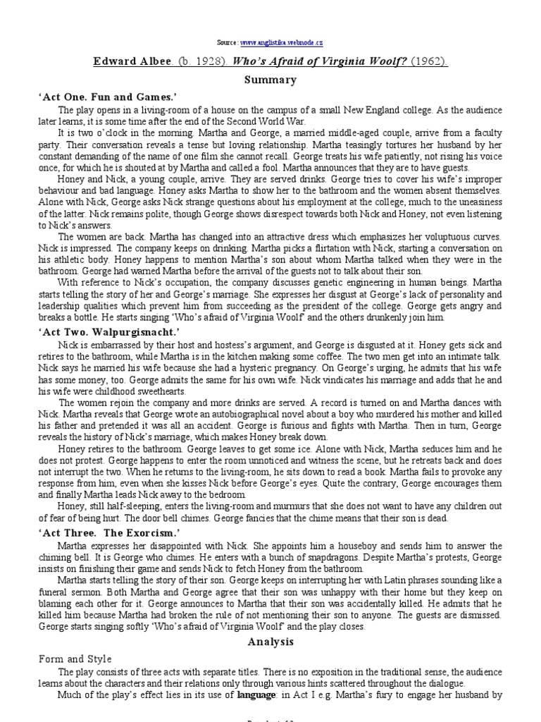 Virginia Woolf Play Summary & Analysis | PDF
